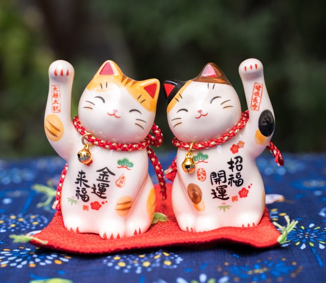 Japanese Lucky Cat Figurine Adorable Cute Kitten Figurine - Etsy