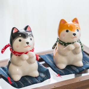 Japanese Cute Praying Shiba Inu Dogs Figurine, Shiba Figure, Shiba ...