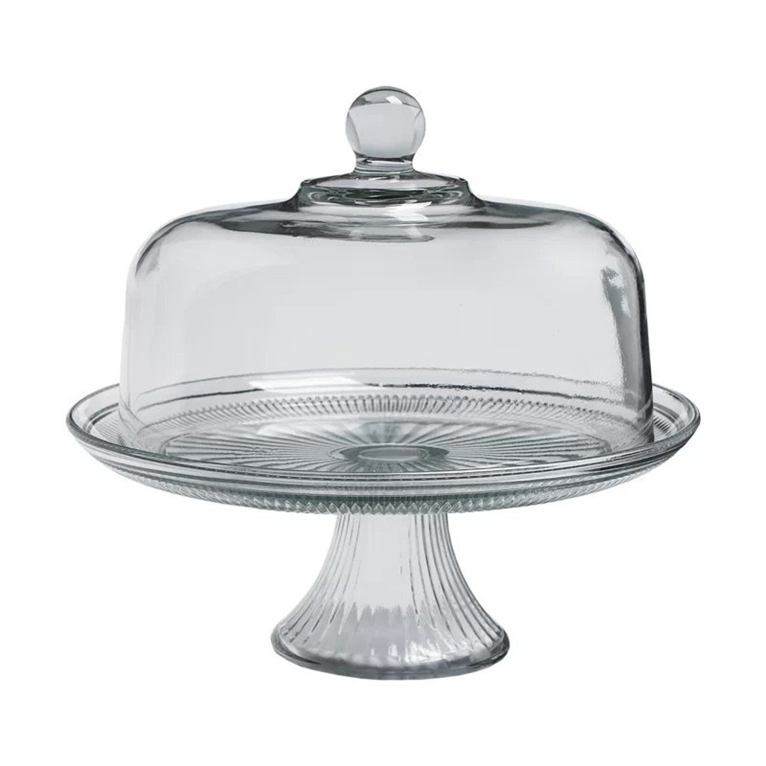 Glass Cake Stand Pedestal Cake Stand Glass With Dome Cake - Etsy