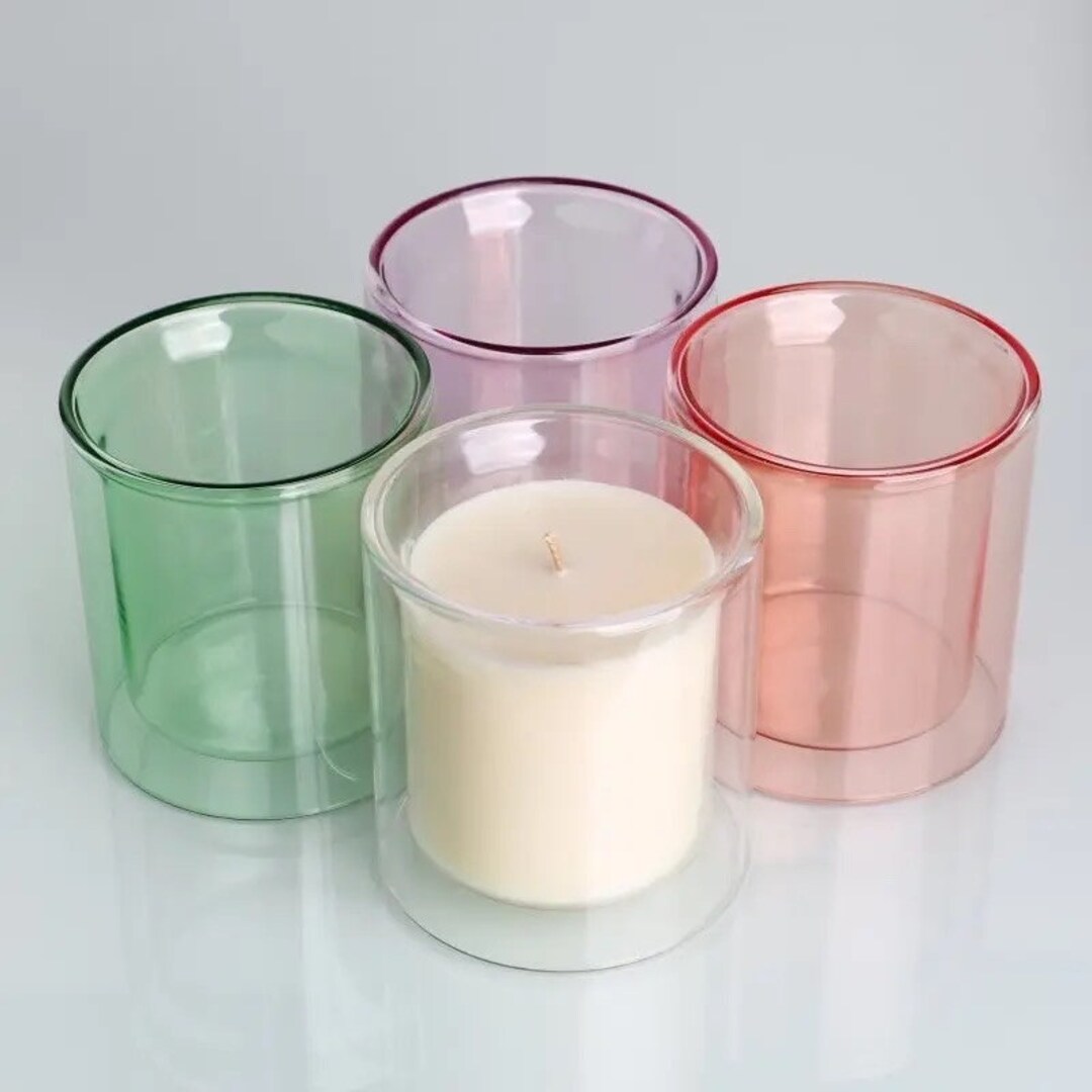 Glass Candle Holders / Glass Candle Jar Double Wall / Double Wall Glass ...