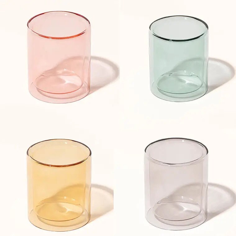 Glass Candle Holder / Unique Glass Candle Holder Double Wall / Double ...