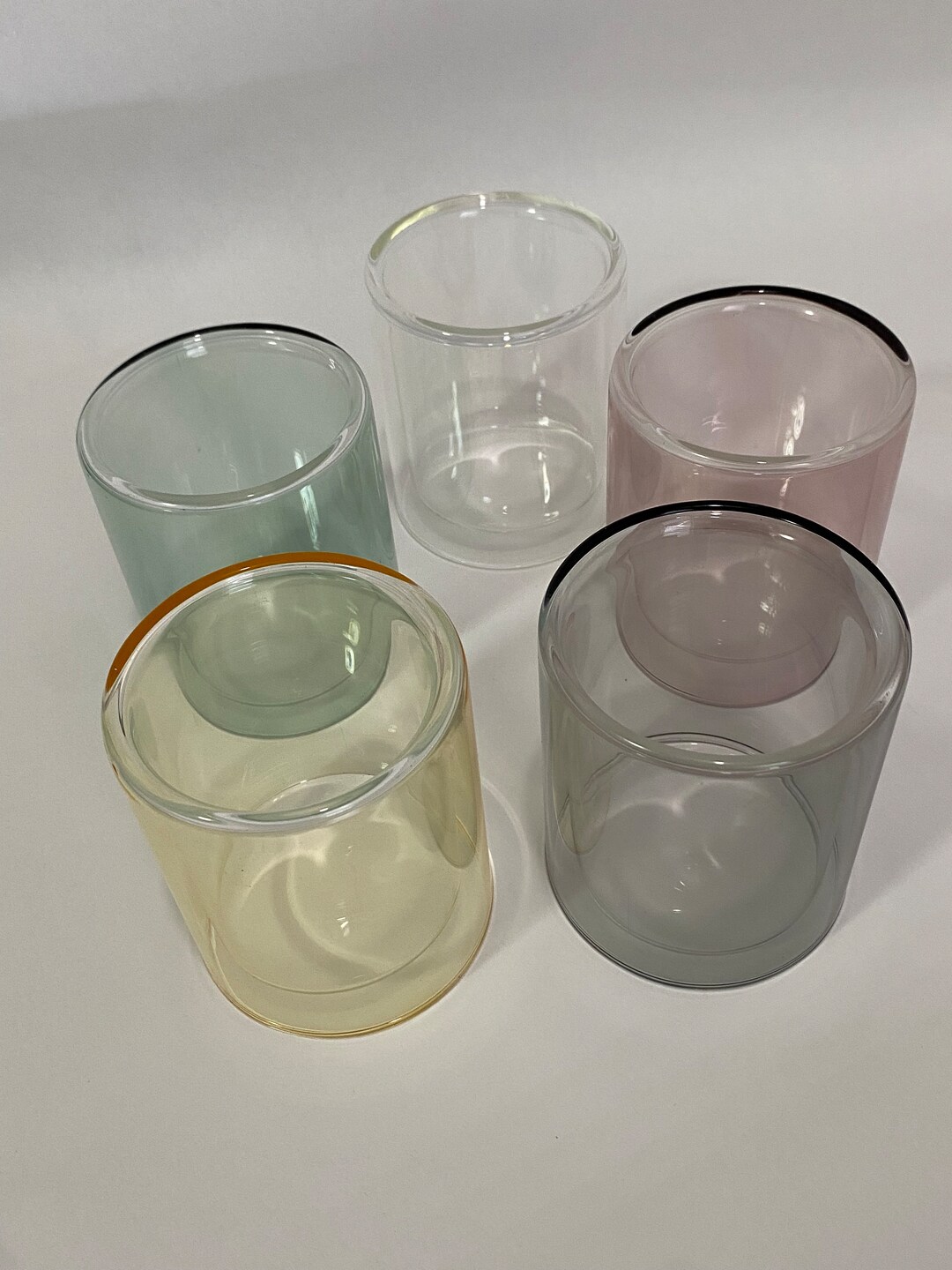 Glass Candle Holder / Unique Glass Candle Holder Double Wall / Double ...