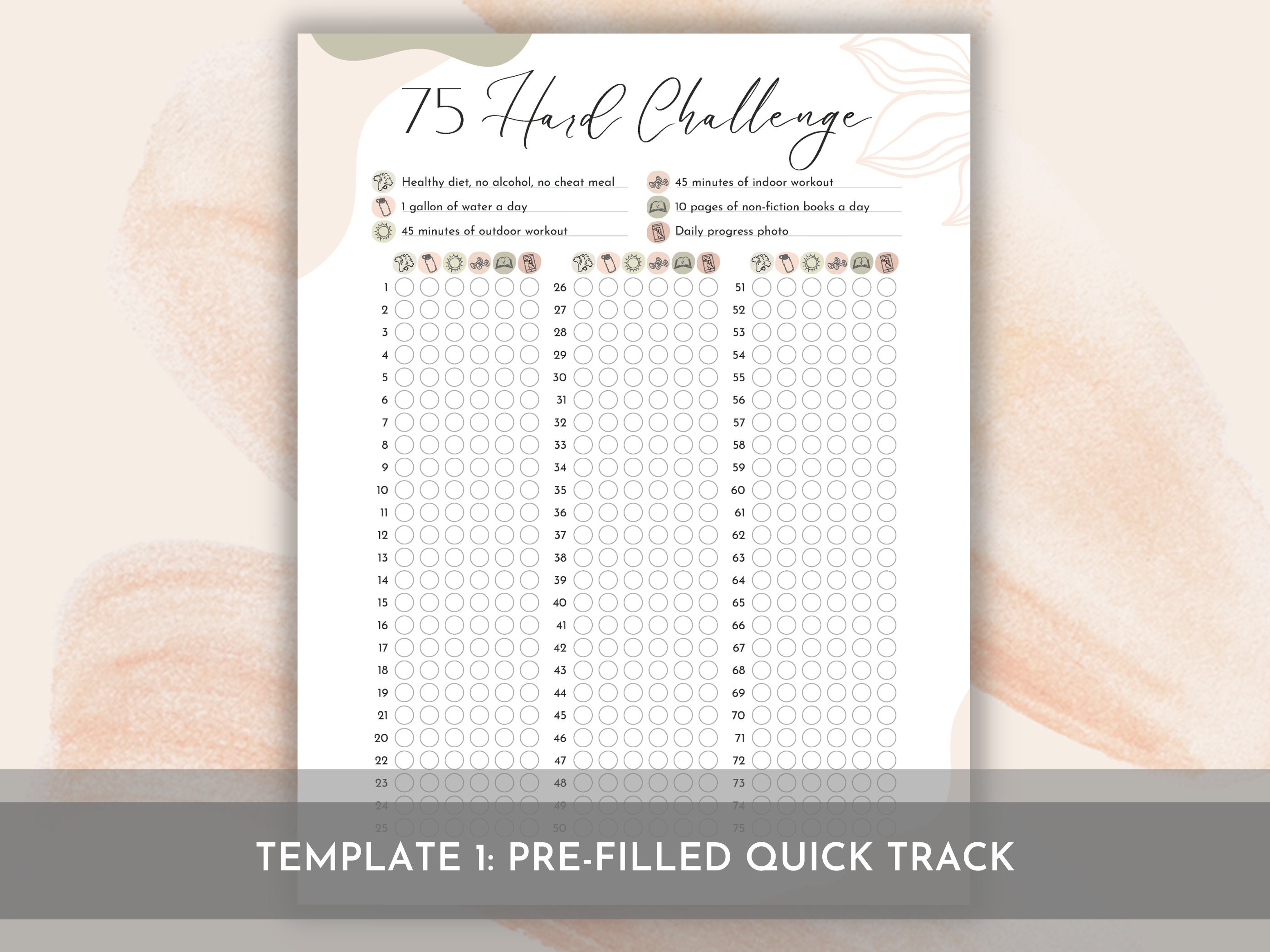 Editable 75 Hard Challenge Bundle 4 Templates Original 75 Hard ...
