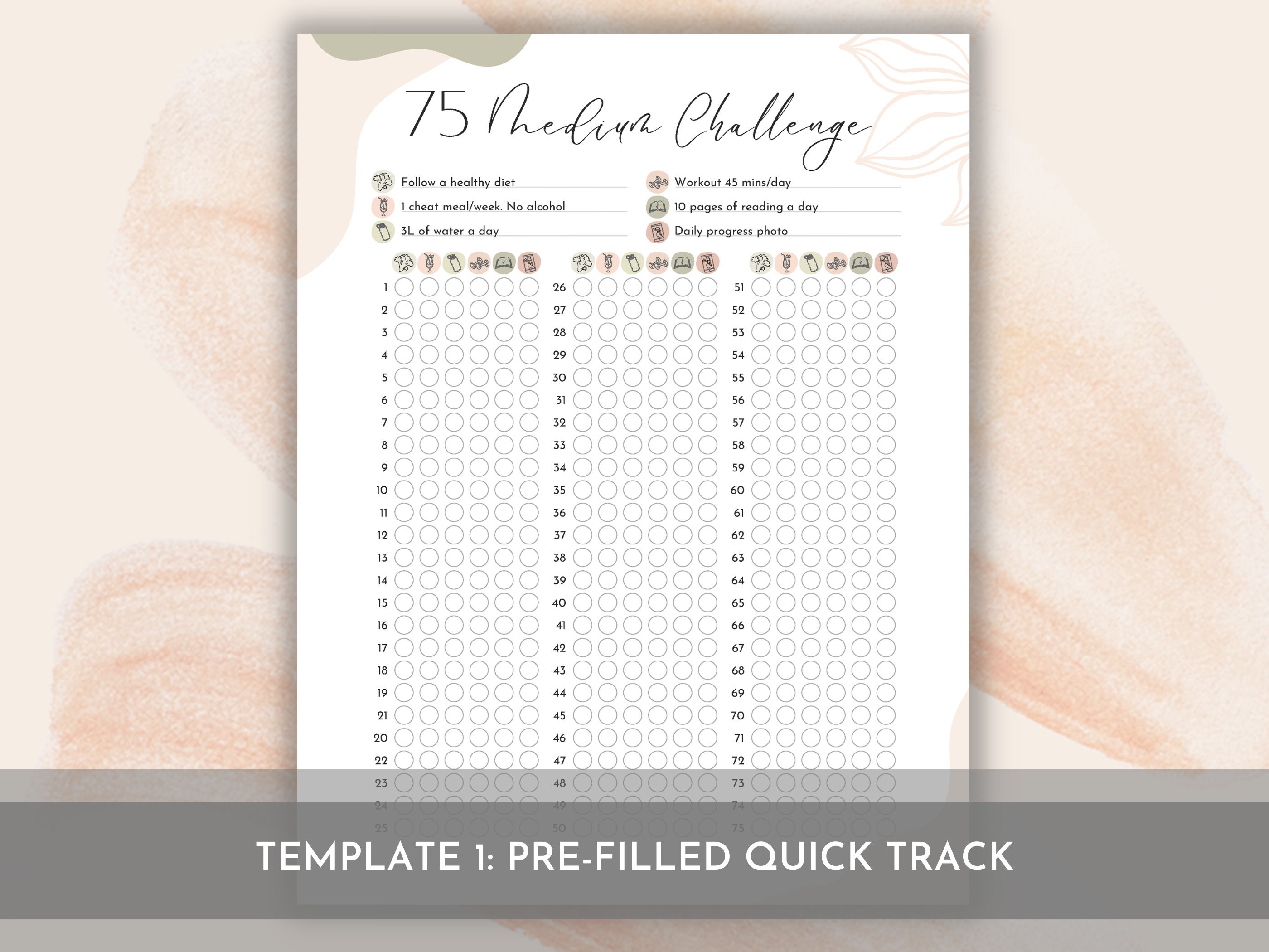 Editable 75 Medium Challenge - Bundle 4 Templates - Prefilled 75 Medium ...