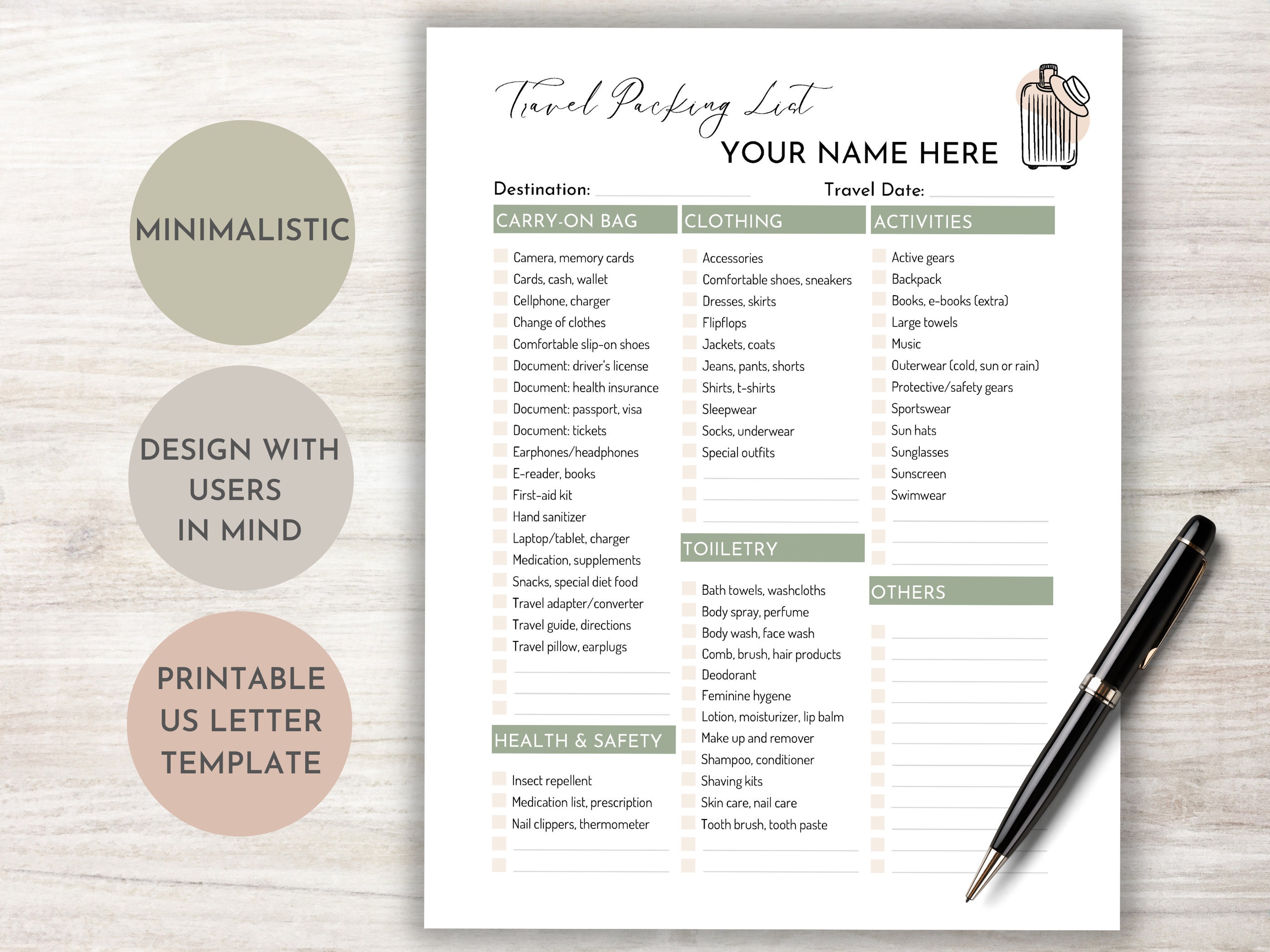 Editable Travel Packing List - Customizable With Your Name - Add or ...