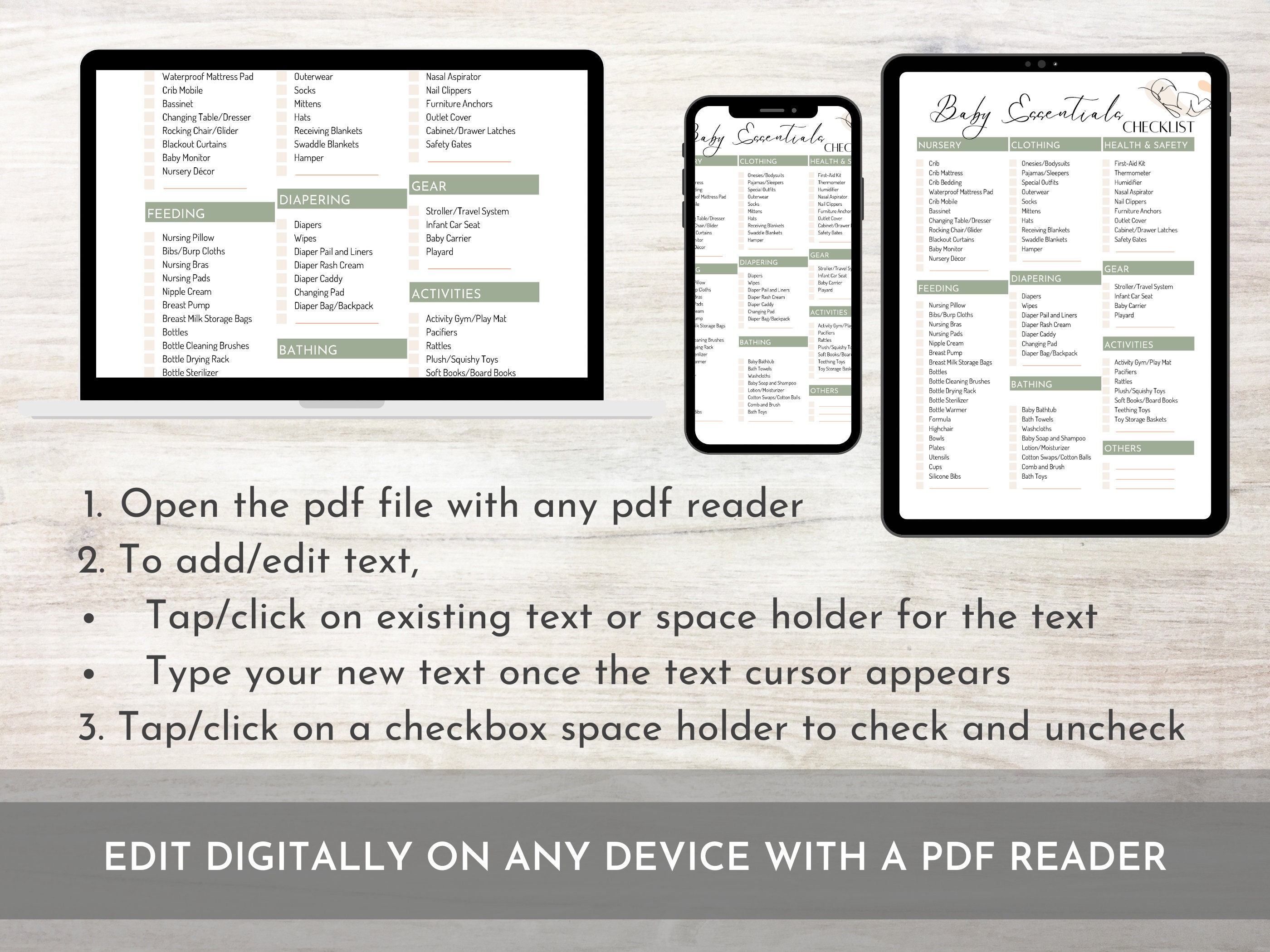 Editable Baby Registry Essentials Checklist - Fillable Printable PDF ...