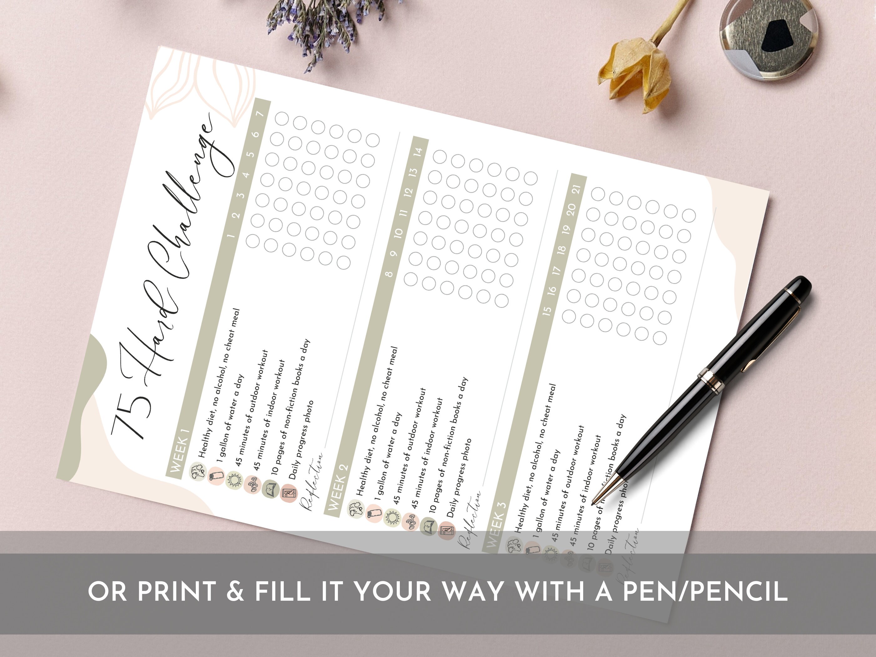 Editable 75 Hard Challenge Bundle 4 Templates Original 75 Hard ...