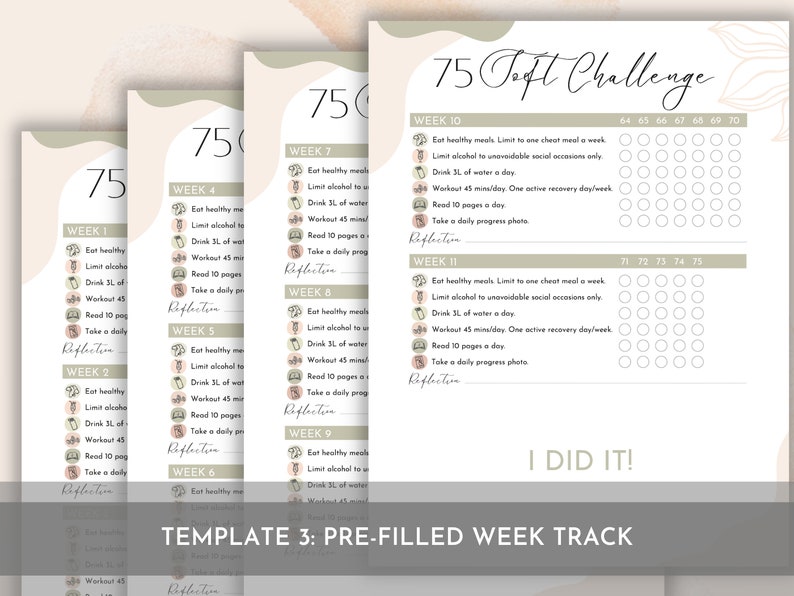 Editable 75 Soft Challenge - Bundle 4 Templates - Original 75 Soft ...