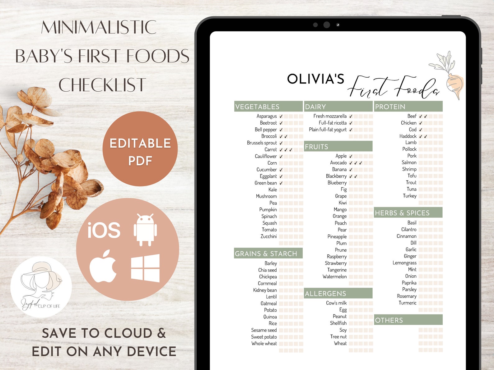 Editable Baby's First Foods Checklist - Fillable Printable PDF ...