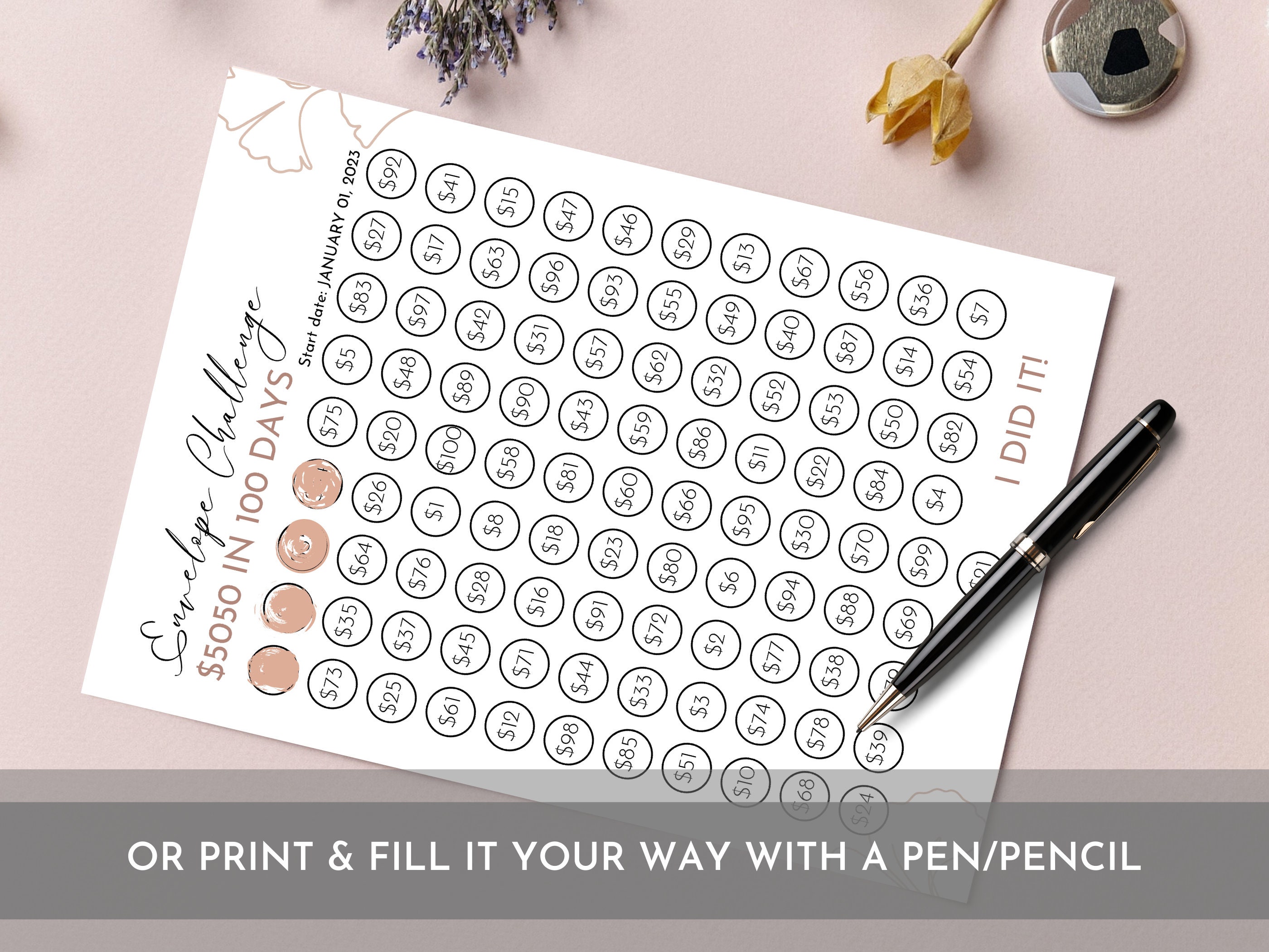 Interactive 100 Envelope Challenge - Sure Way to Save 5k in 100 Days ...
