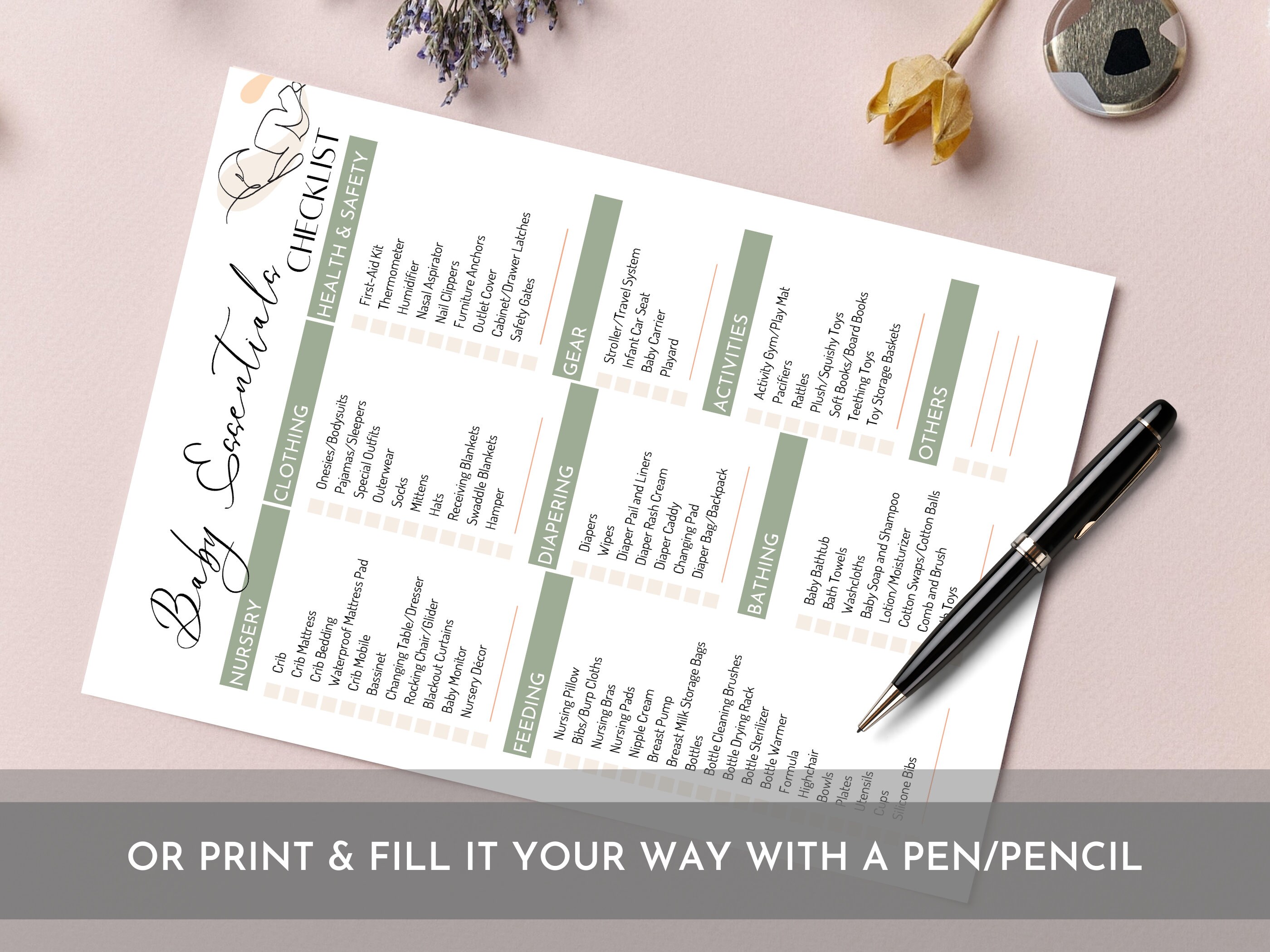 Editable Baby Registry Essentials Checklist - Fillable Printable PDF ...