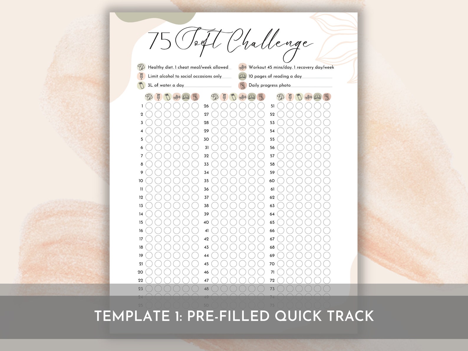 Editable 75 Soft Challenge - Bundle 4 Templates - Original 75 Soft ...