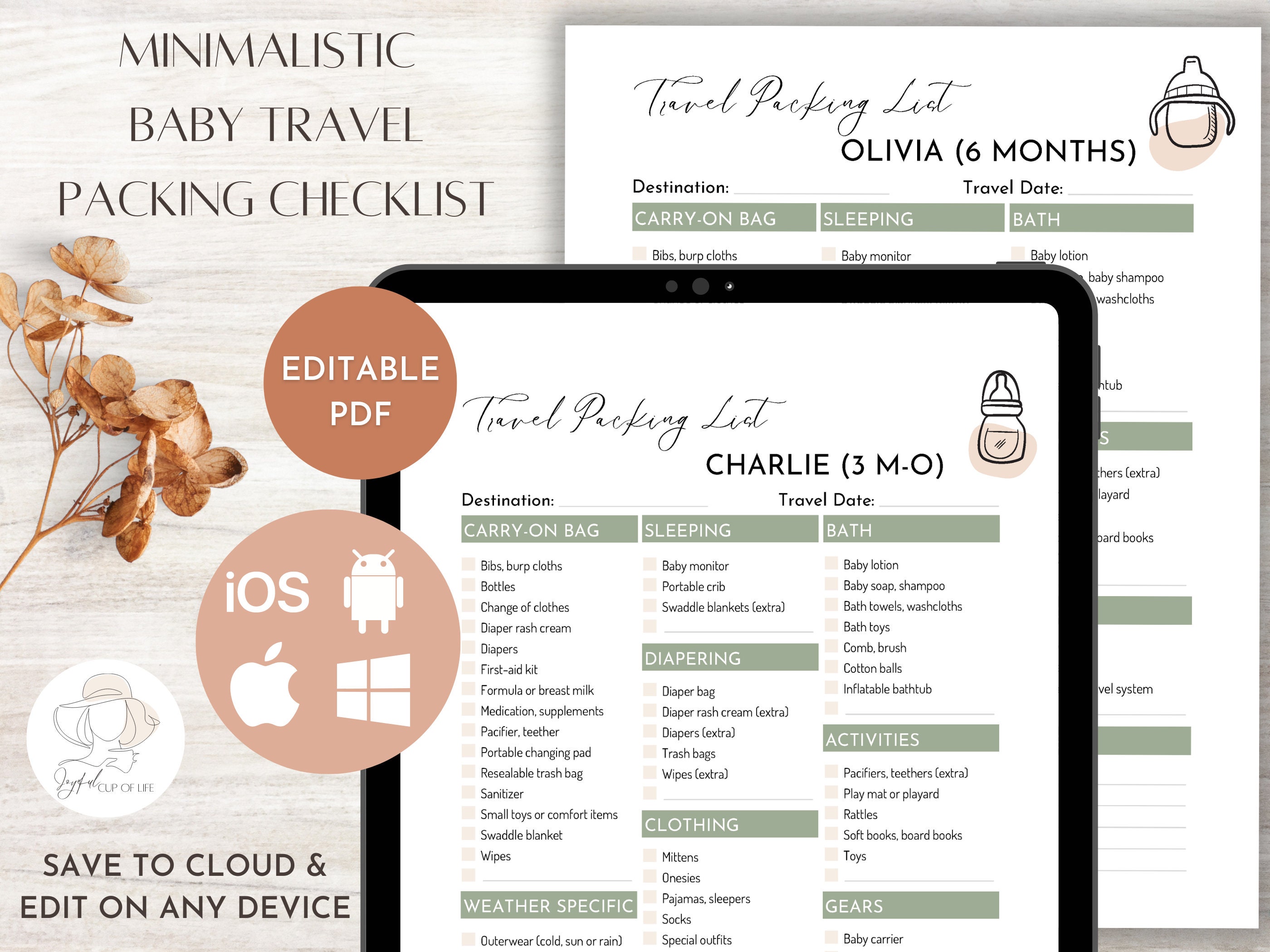 Editable Baby Travel Packing List - Customizable Packing Checklist for ...