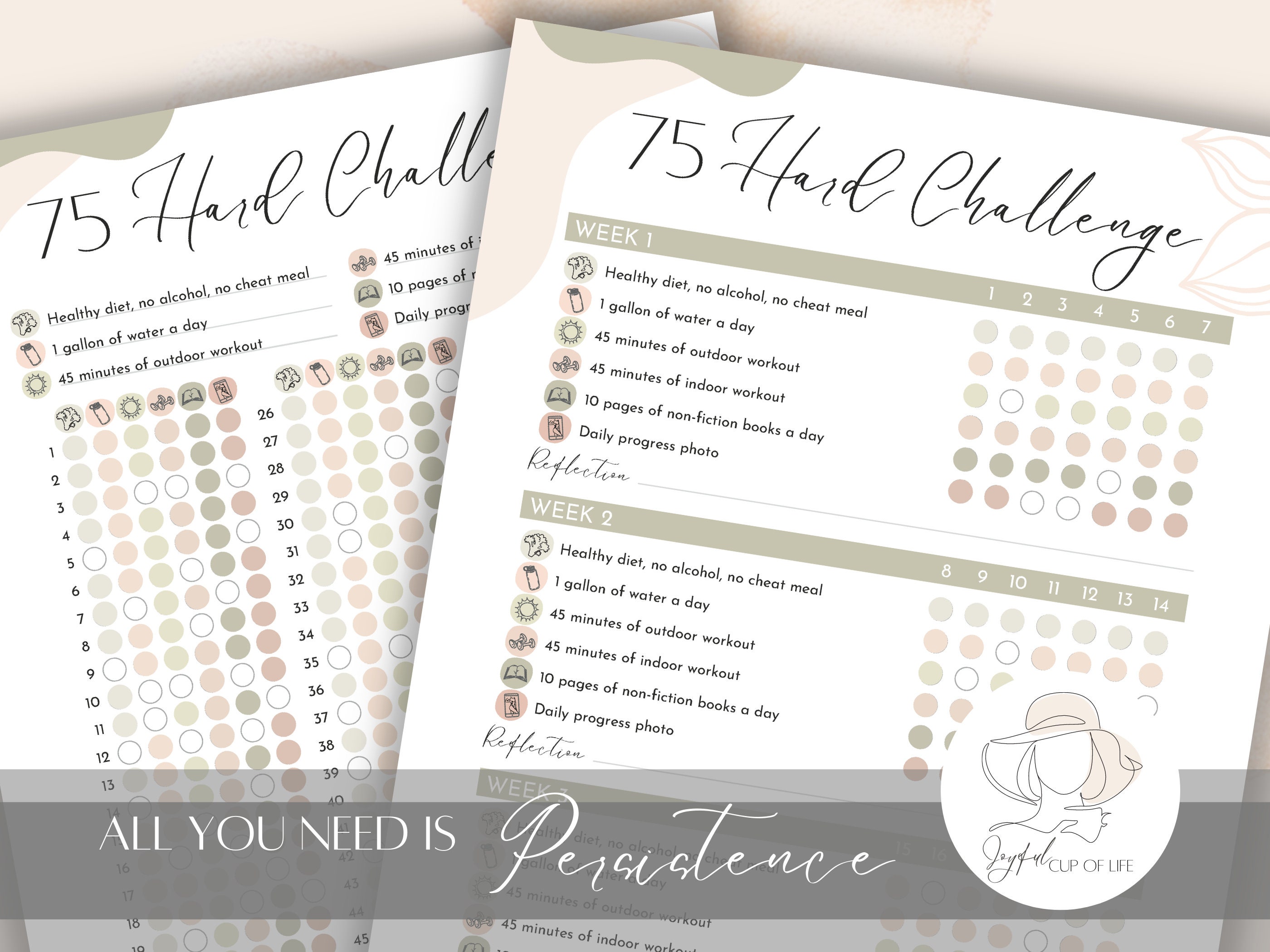 Editable 75 Hard Challenge Bundle 4 Templates Original 75 Hard ...