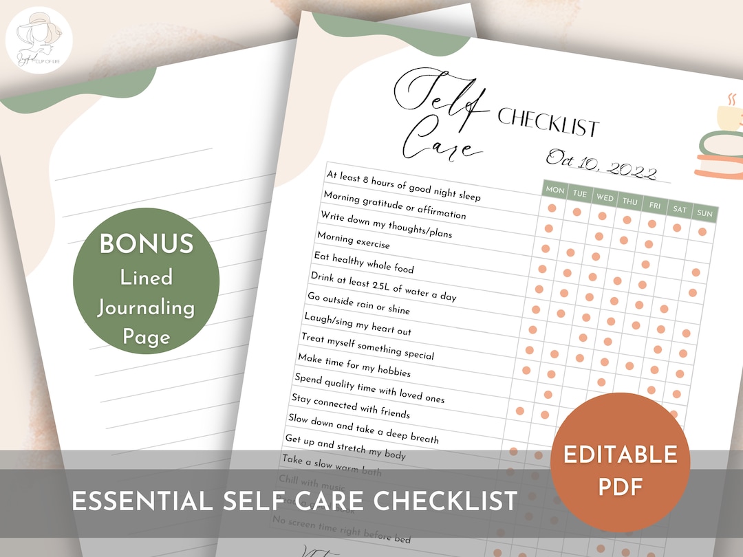 Weekly Self Care Planner - Editable Printable Self Care Checklist ...