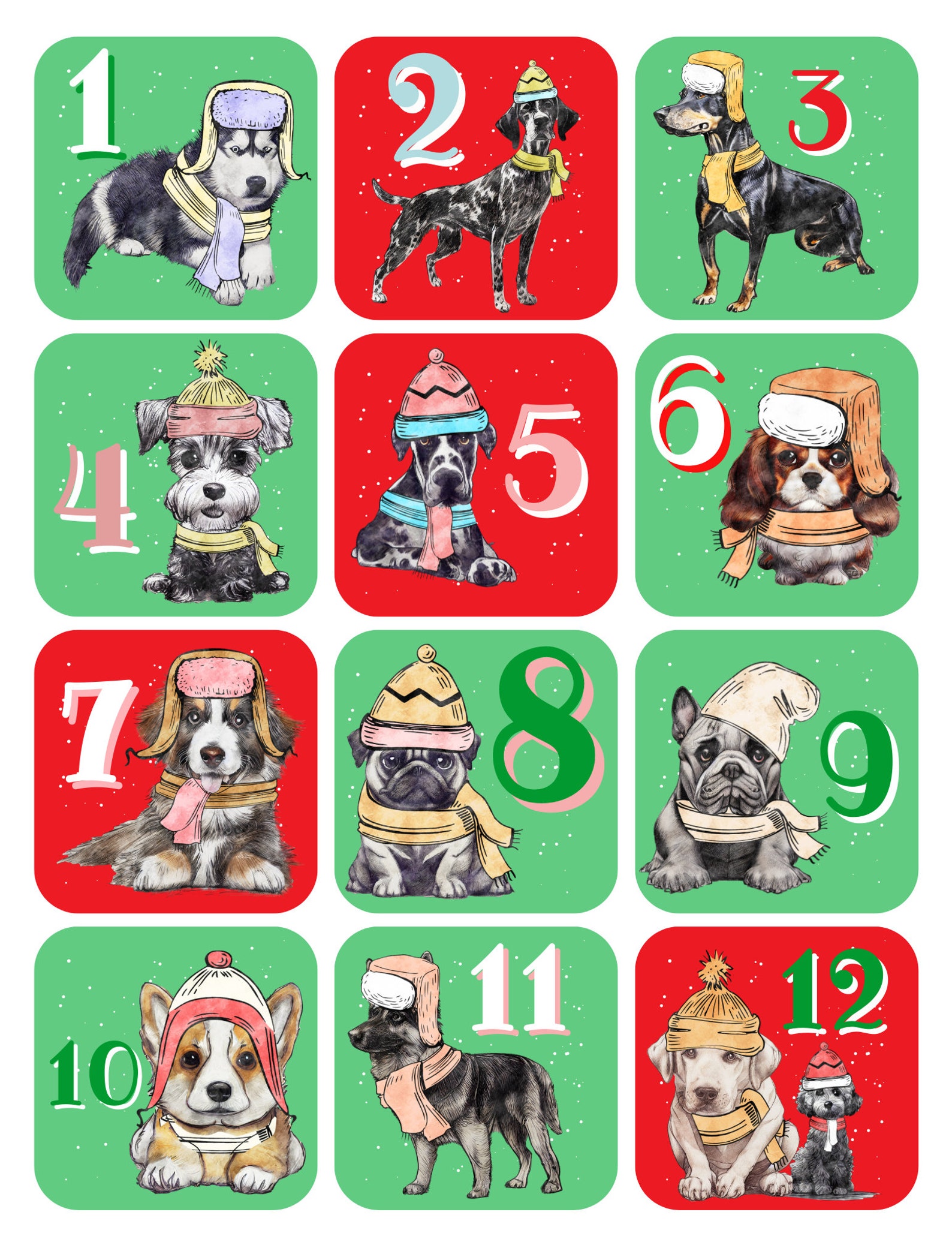 Printable Advent Calendar Numbers, Printable Christmas Stickers ...