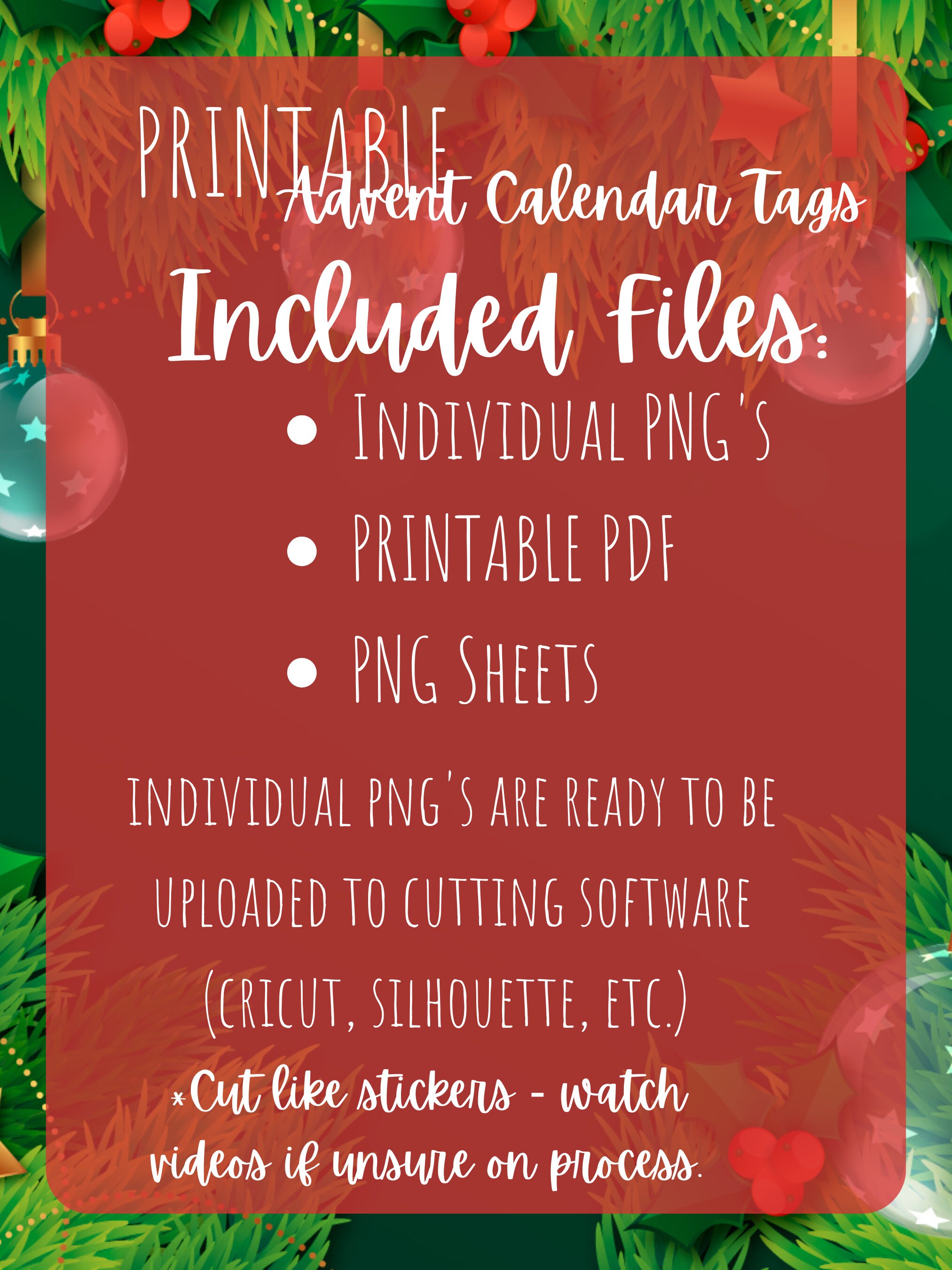 Printable Advent Calendar Numbers, Printable Christmas Stickers ...