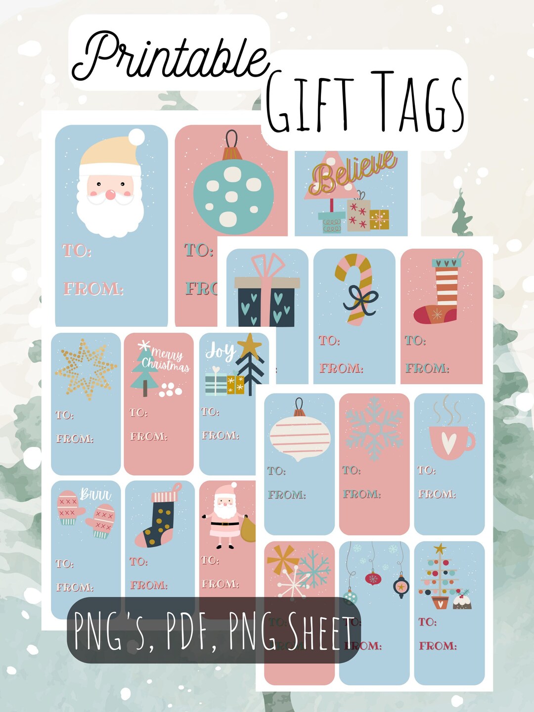 Printable Gift Tags Numbers, Printable Christmas Stickers, Printable ...