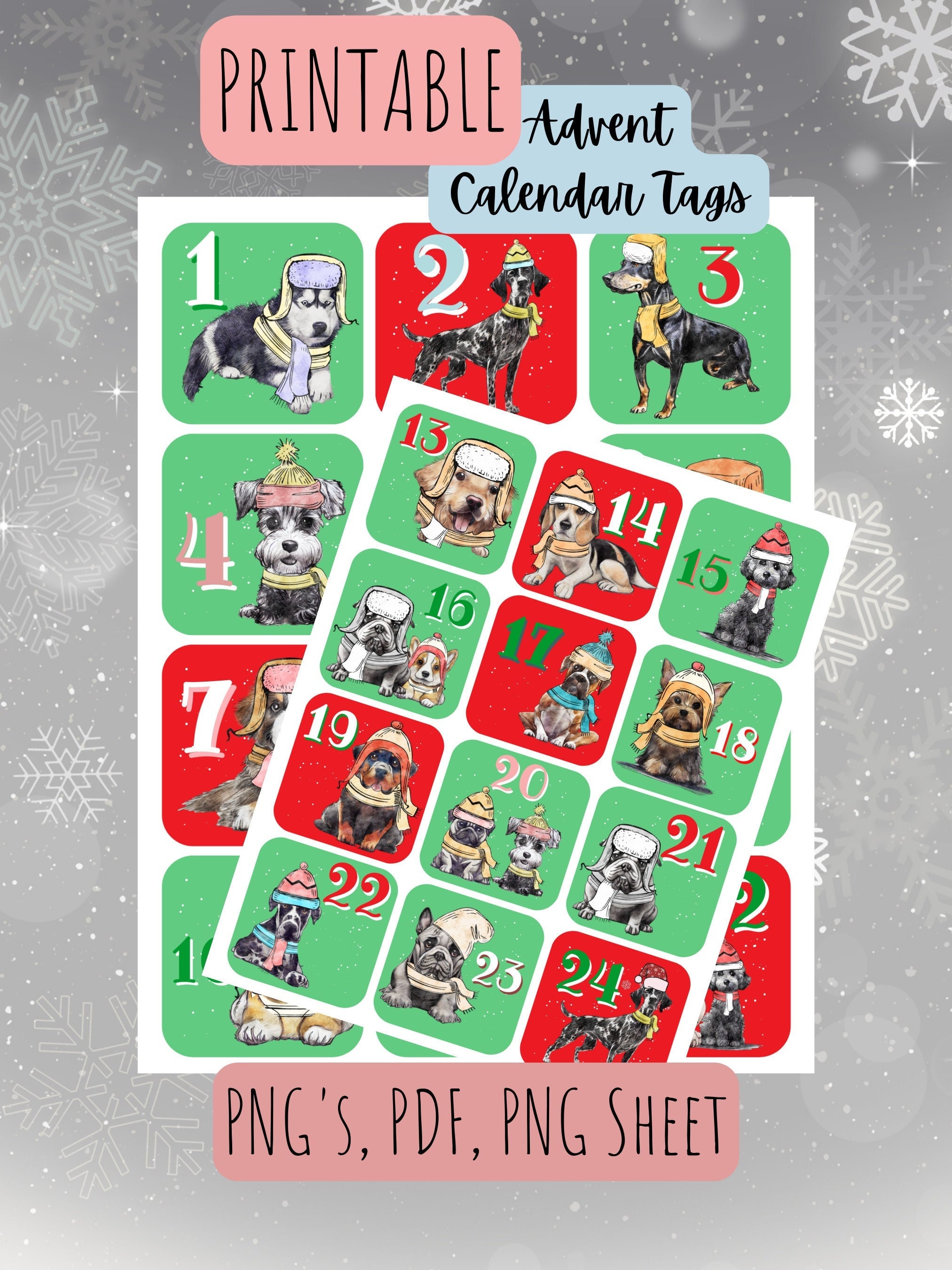 Printable Advent Calendar Numbers, Printable Christmas Stickers ...
