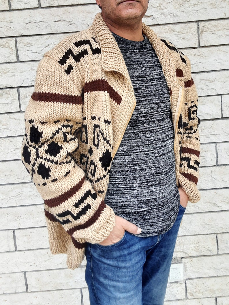 Big Lebowski Cardigan Dude Style Sweater Hand Knit Wool - Etsy