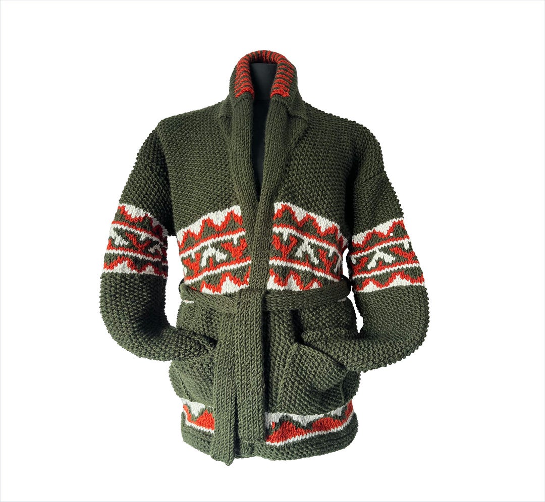 Chunky Green Cardigan Starsky and Hutch Cardigan Handmade Ready to Ship ...