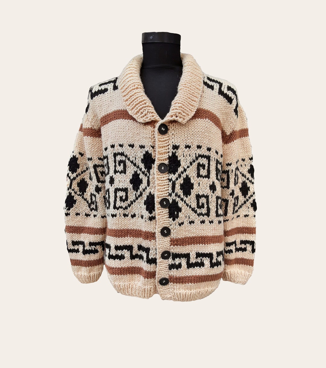 Big Lebowski Cardigan Dude Style Buttoned Sweater Hand Knit Wool ...