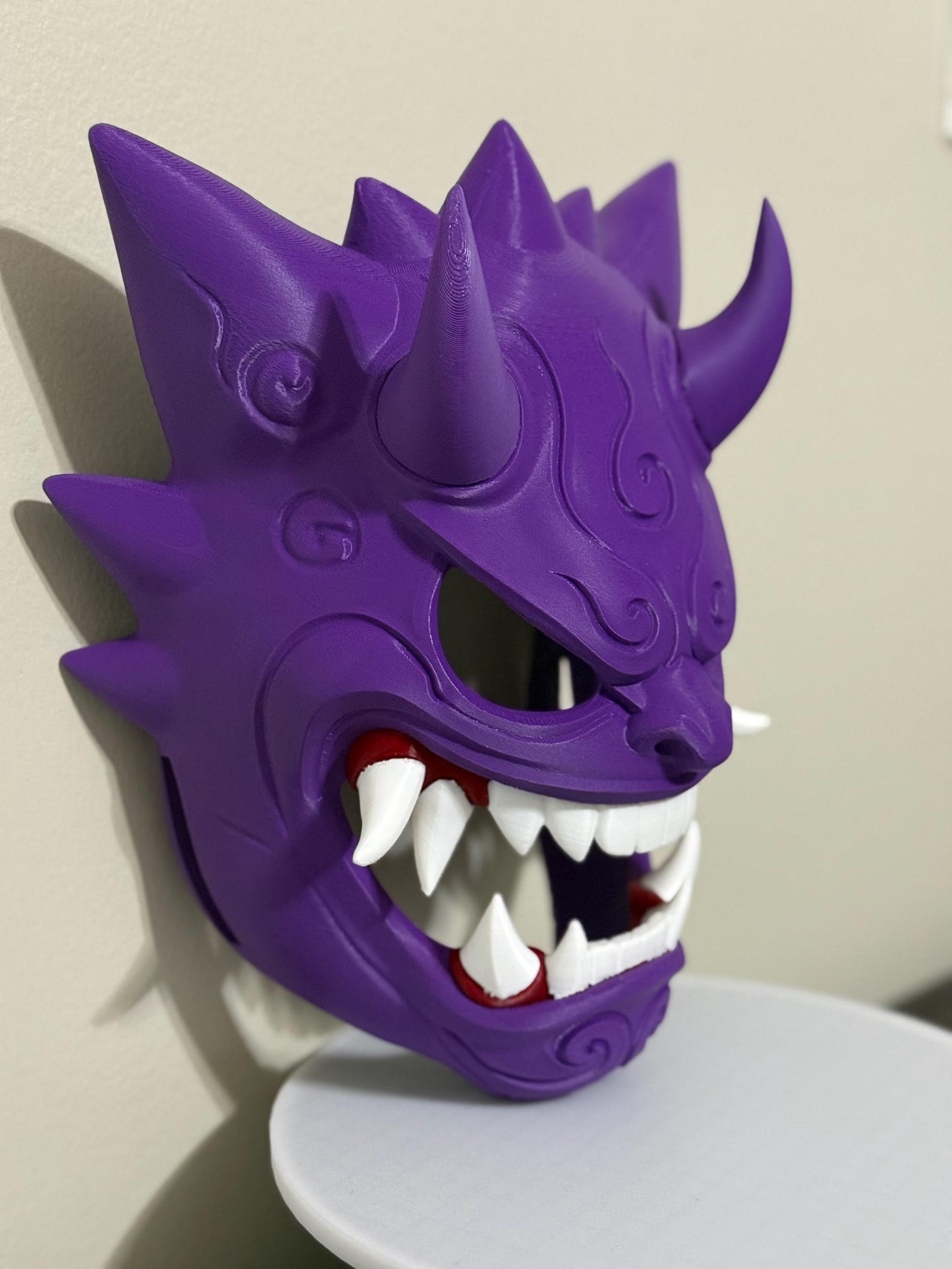 Purple Oni Mempo Mask – Ghost Anime Cosplay, Japanese Samurai Decor - Etsy