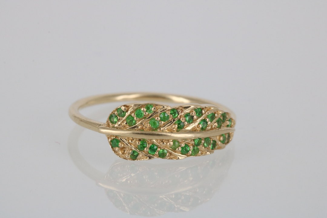 Rare Tsavorite Ring, Gemstone Ring, Green Promise Ring, 14k Yellow Gold ...