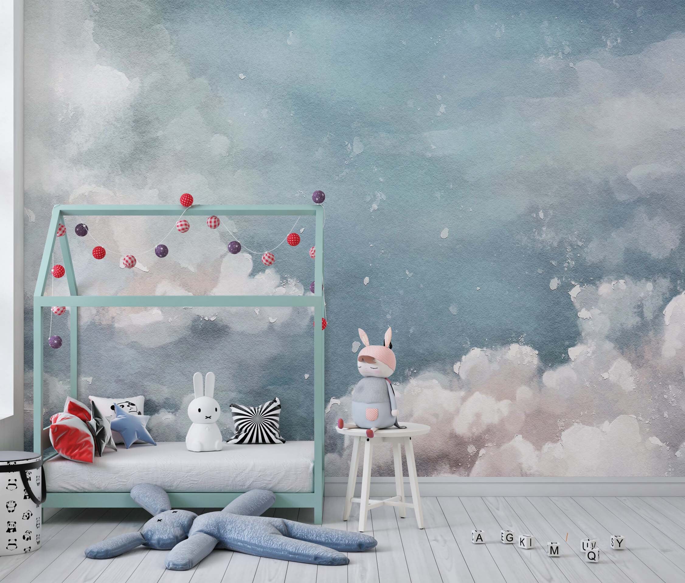Blue Sky And Clouds Kids Room Wall Mural Stylish Nursery Etsy Blue Sky And Clouds Kids Room Wall Mural Stylish Nursery Etsy