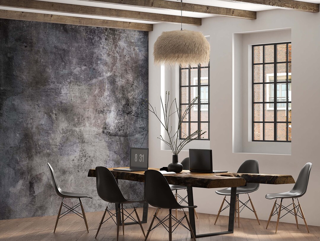 Grunge Concrete Wallpaper: Dark Gray Bronzed Wall Mural, Textured or ...