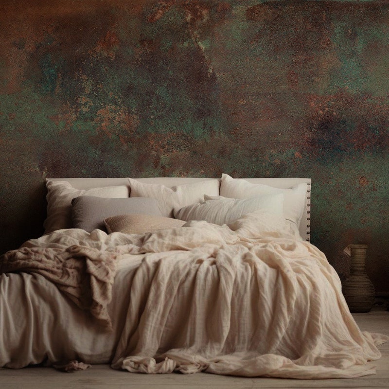 Wallpaper Green Rusty - Etsy