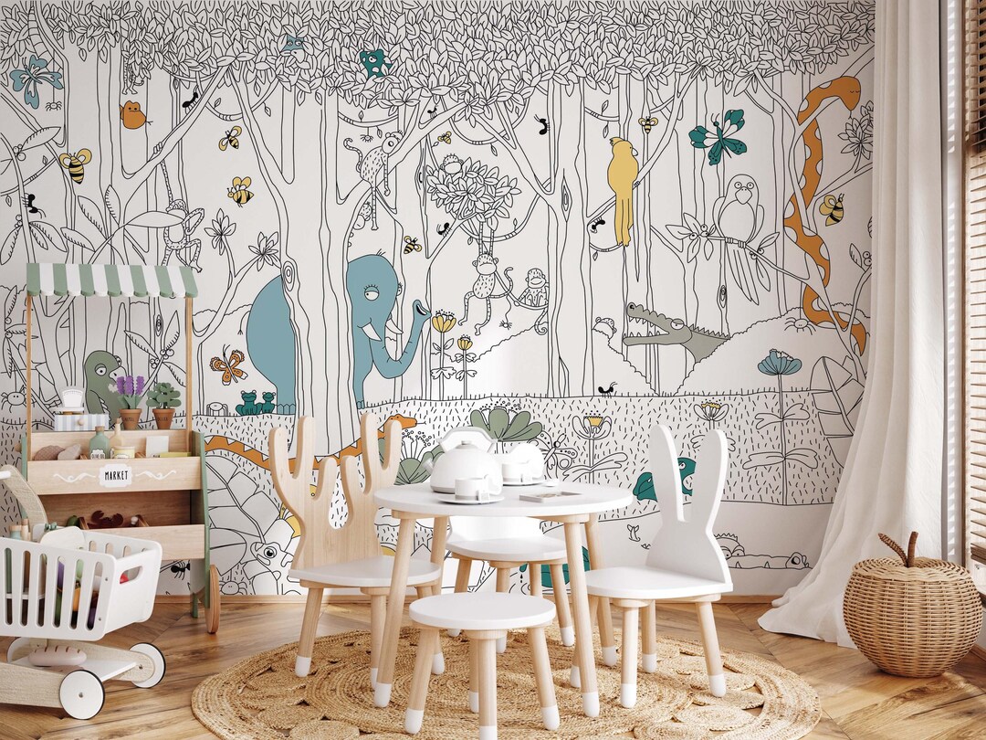 Cartoon Kids Wallpaper, Painting Wallpaper, Children Wall Mural ...