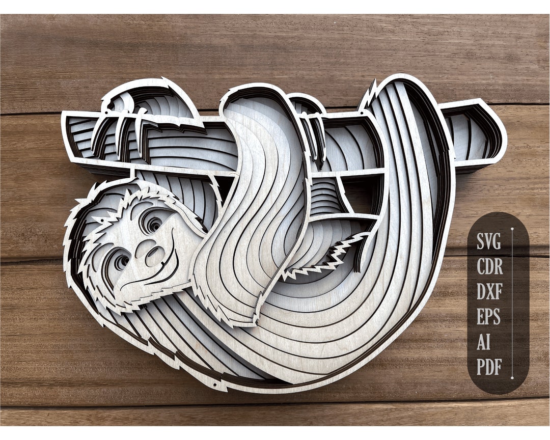 Sloth Svg, 3d Mandala Svg, Laser Cut Files, Layered Sloth, Cricut Svg ...