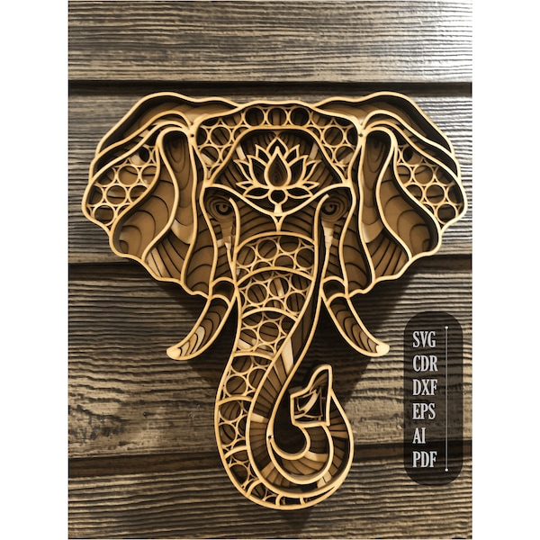Layered Elephant Svg - Etsy