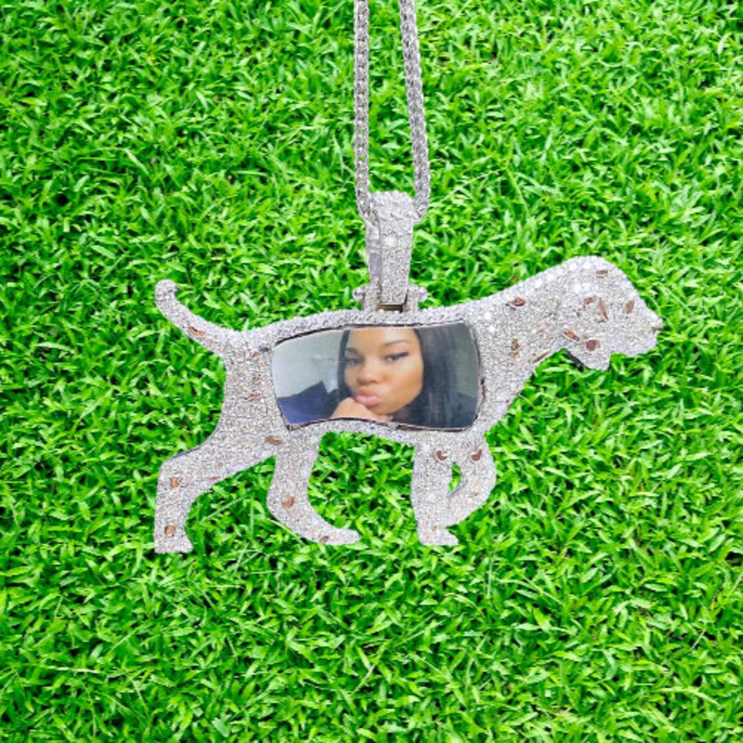 Customized Hand Made Dog With Photo Pendant 925 Sterling Silver Cz ...