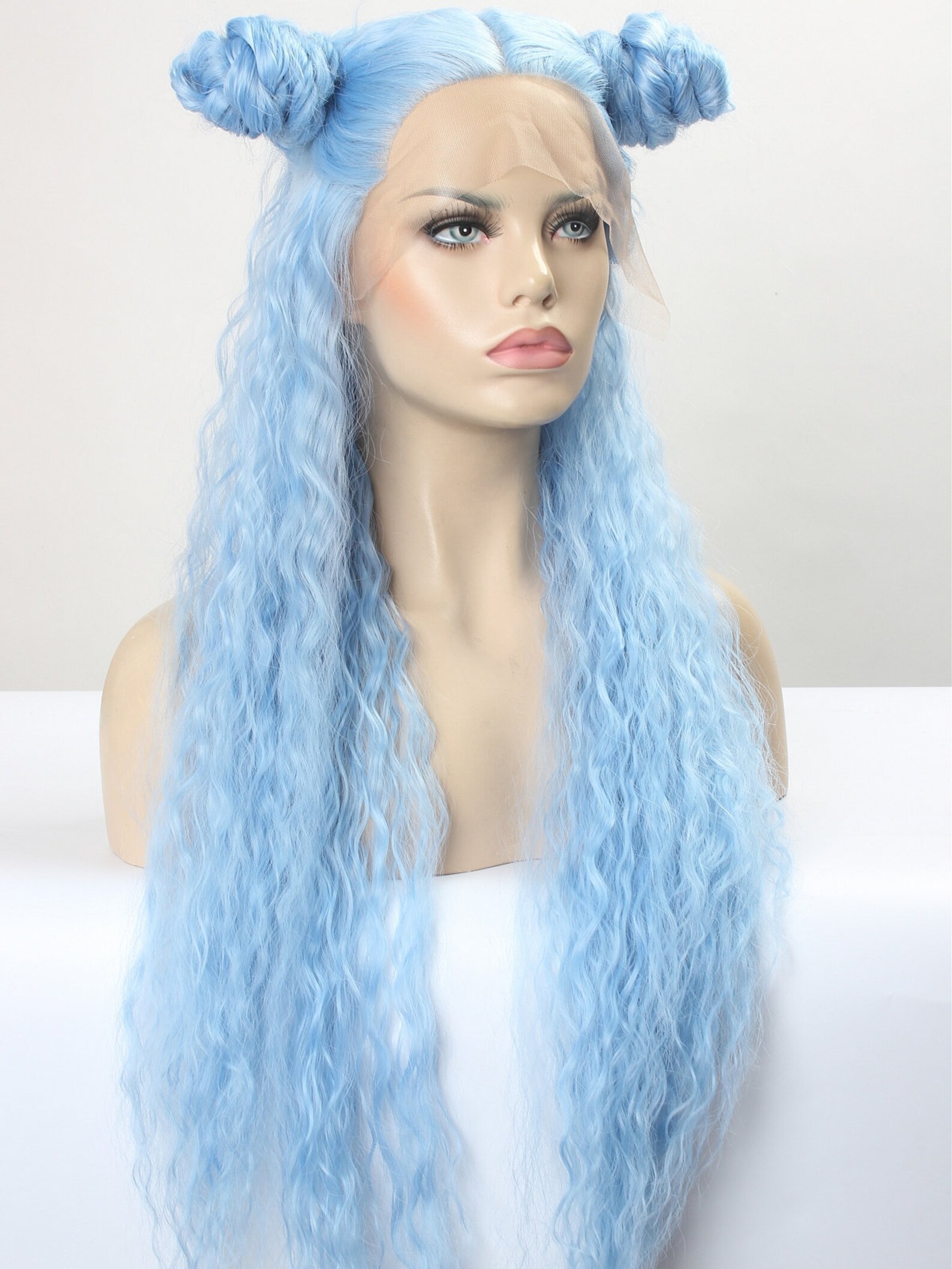 24 Sky Blue Beautiful Lace Front Wig Lace Front Wig Heat Resistant Long ...