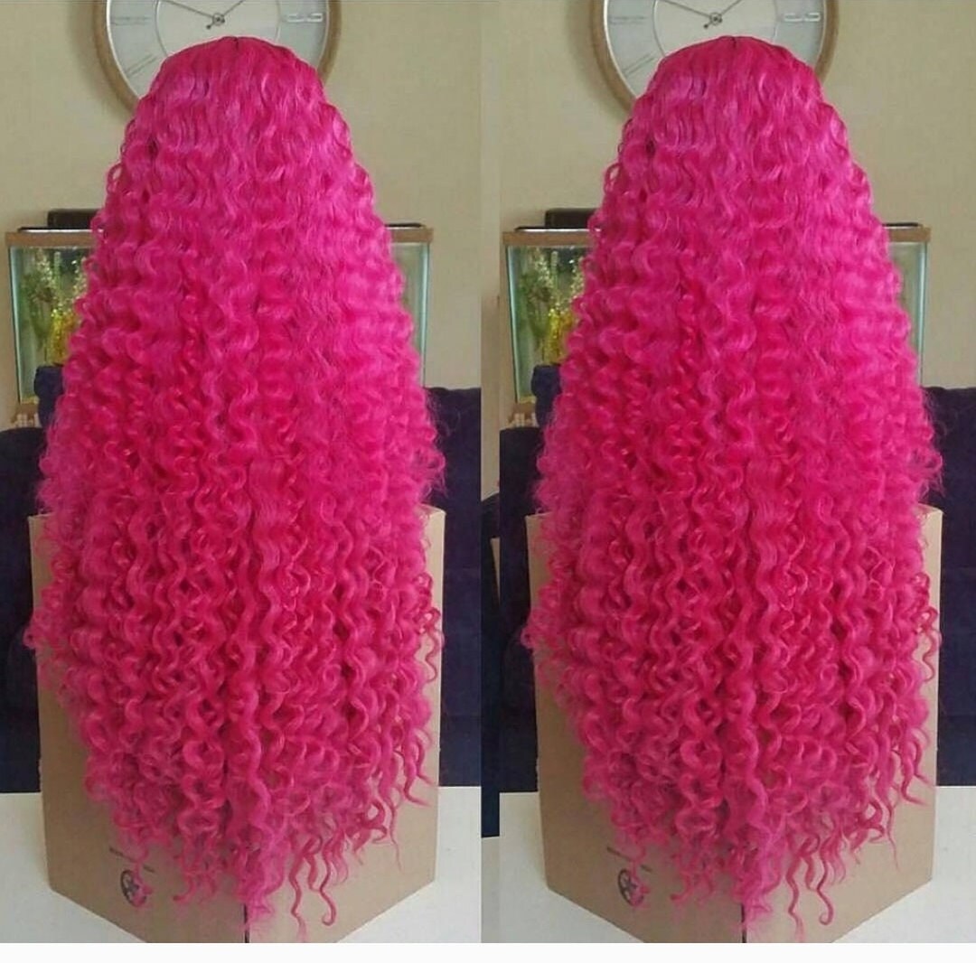 24 Dark Pink Lace Front Wig Lace Front Wig Heat Resistant Long Lace Wig ...