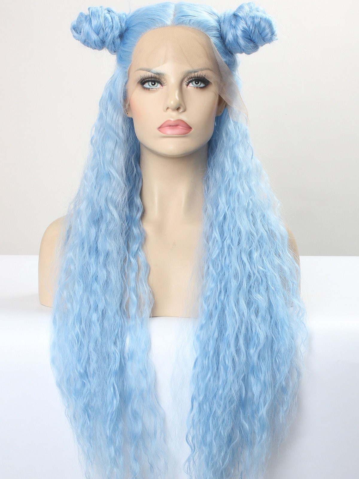 24 Sky Blue Beautiful Lace Front Wig Lace Front Wig Heat Resistant Long ...