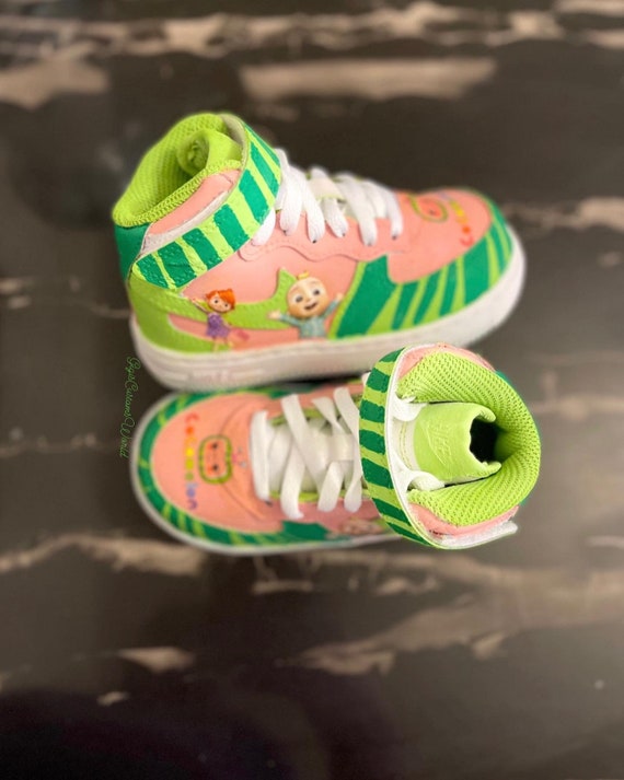 Cocomelon Cocomelon Af1 Nike Air Force 1 Customs Cocomelon Sneakers