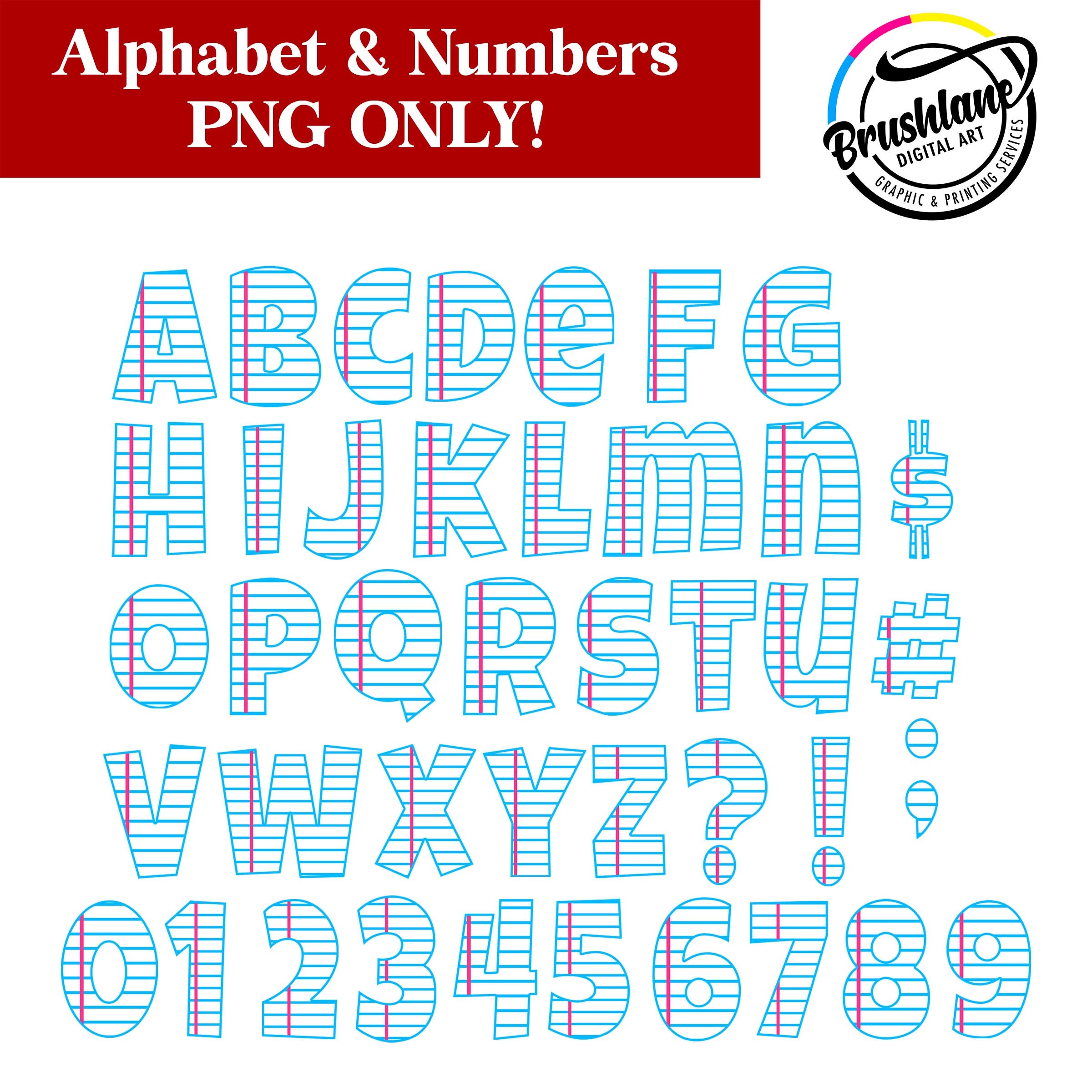 Notebook Paper / Lined Paper Alphabet & Numbers / Digital Download PNG ...