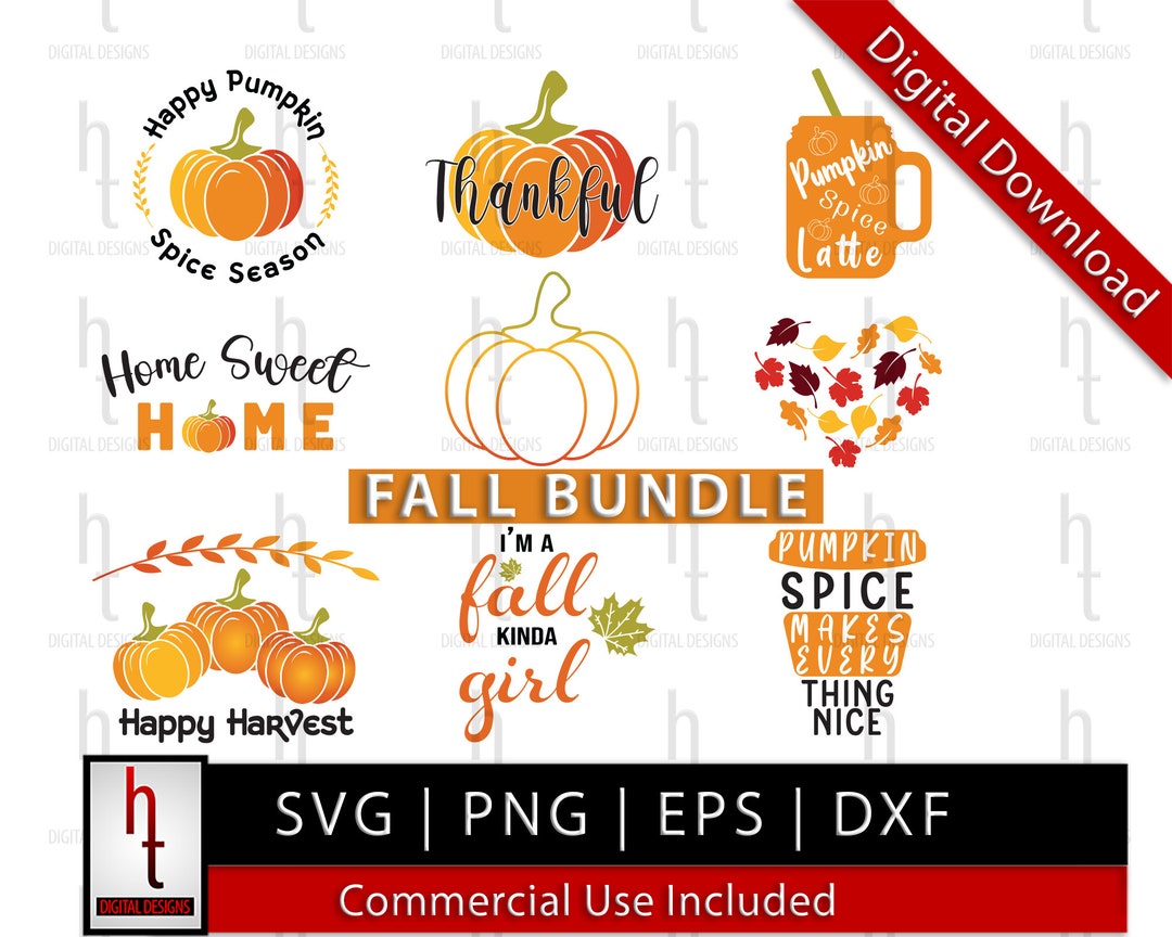 Fall SVG Bundle, Happy Pumpkin Spice Season, PSL, Digital Download ...