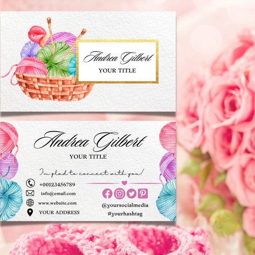 CROCHETING Yarn Editable Business Card Handmade Crochet - Etsy
