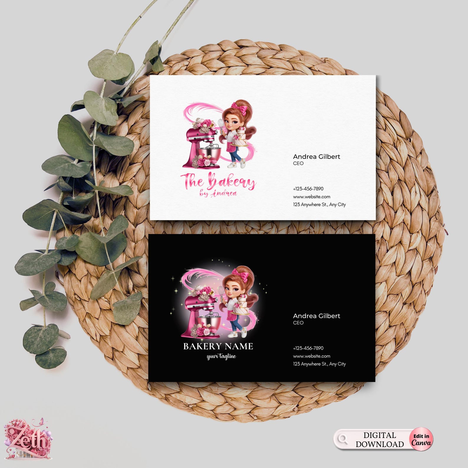 Chibi Girl Bakery Logo, Chibi Baking Logo, Stylish Custom Pastry Logo ...