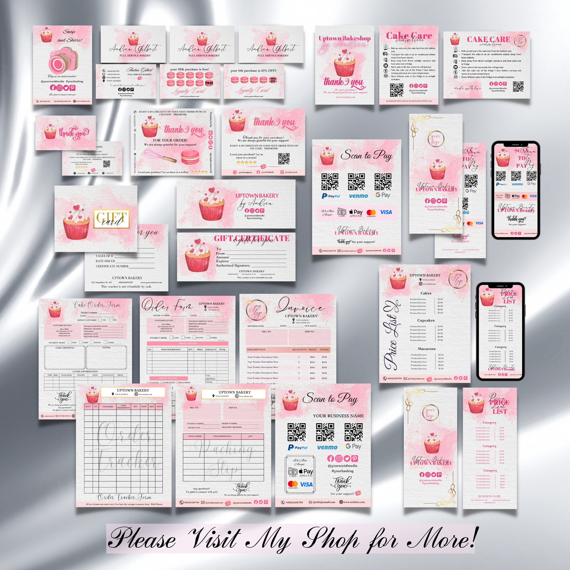 Pink Editable Cake Care Card Printable Cake Care Template - Etsy