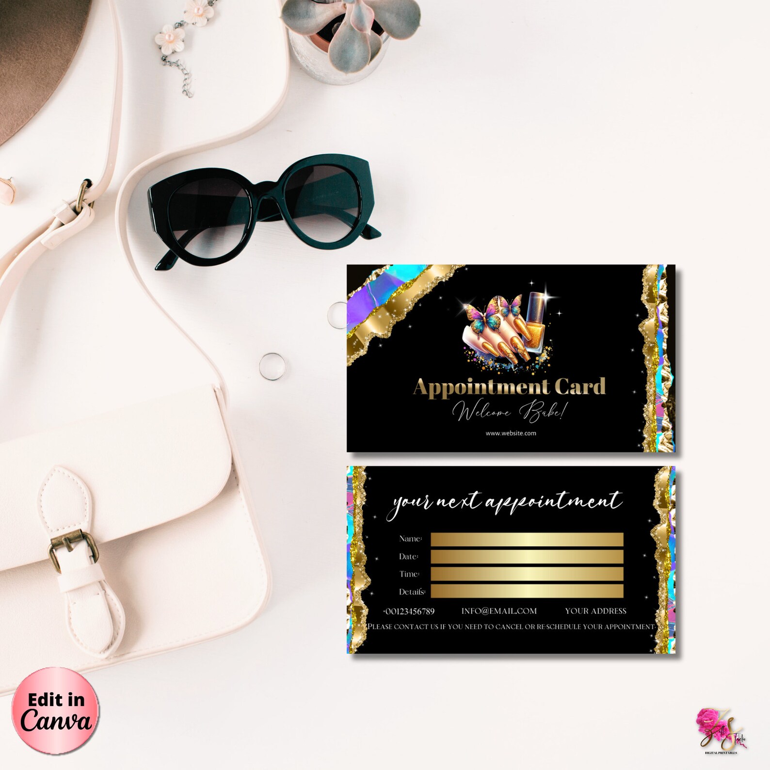 Editable Nail Business Card Template, Nail Tech Business Card, Business ...