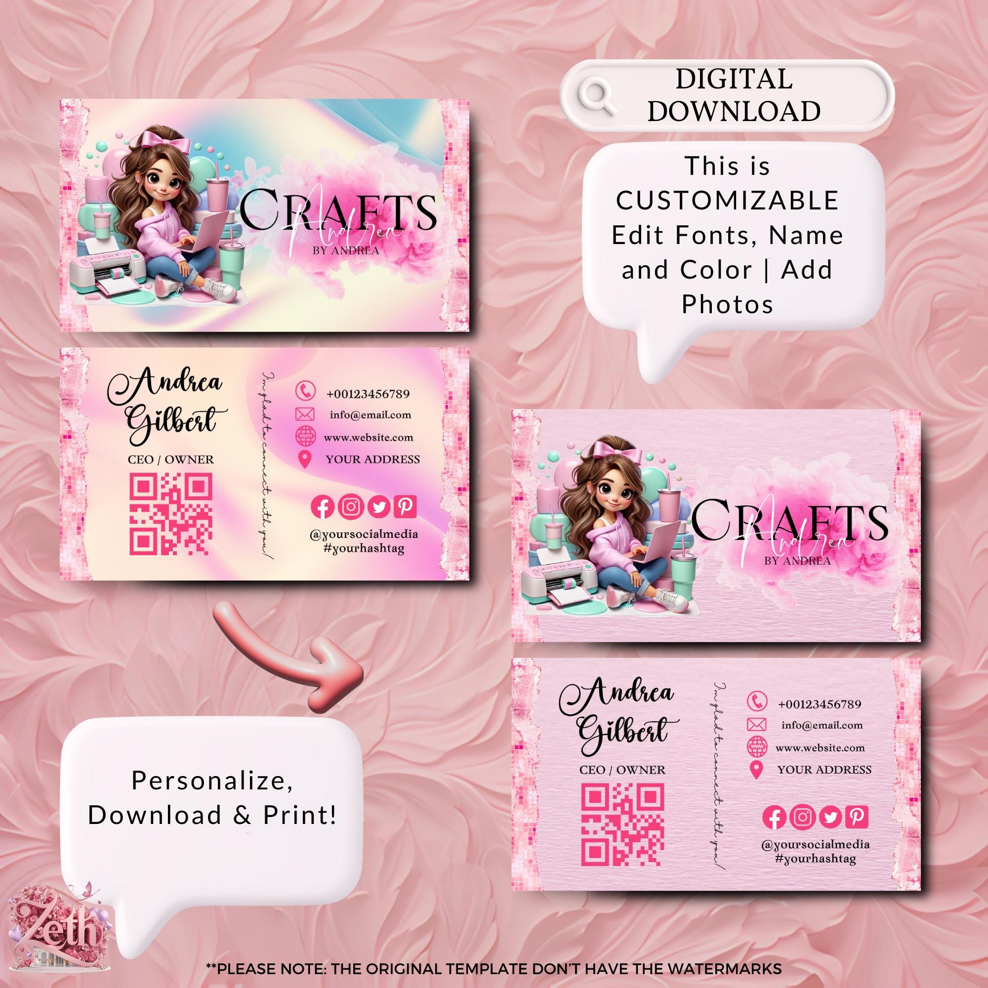 Crafting Business Card Design, Crafter Logo T-shirt Business Card, Heat ...