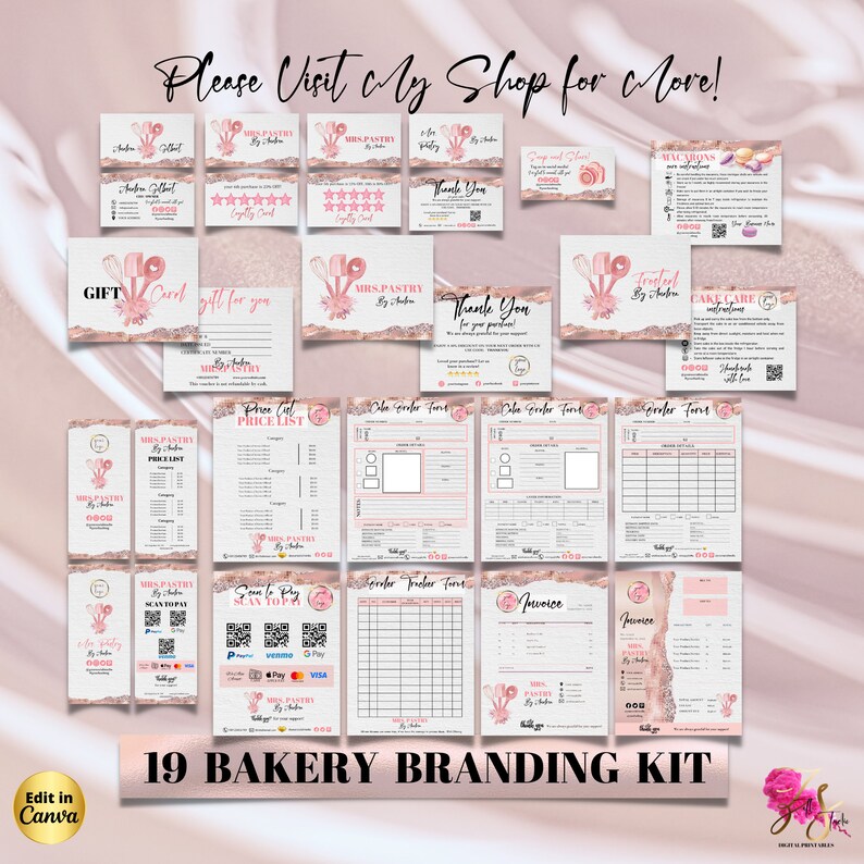 Pink Cake Editable Price List Template, Pink Bakery Cake Printable ...