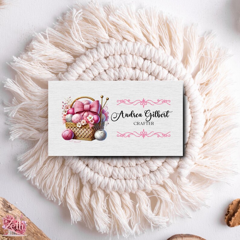 Crochet Modern Editable Business Card Template, Business Card, DIY ...