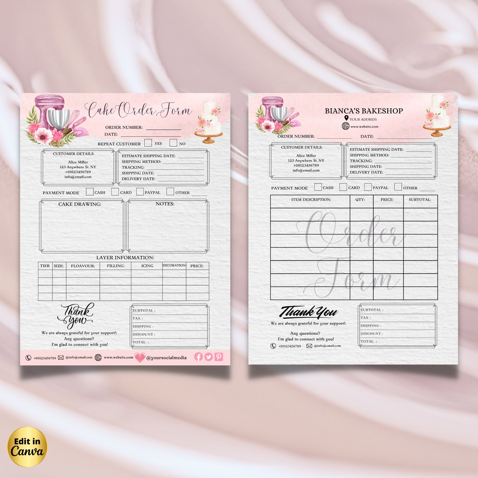EDITABLE Modern Business Form Templates, Order Tracker Form, Printable ...