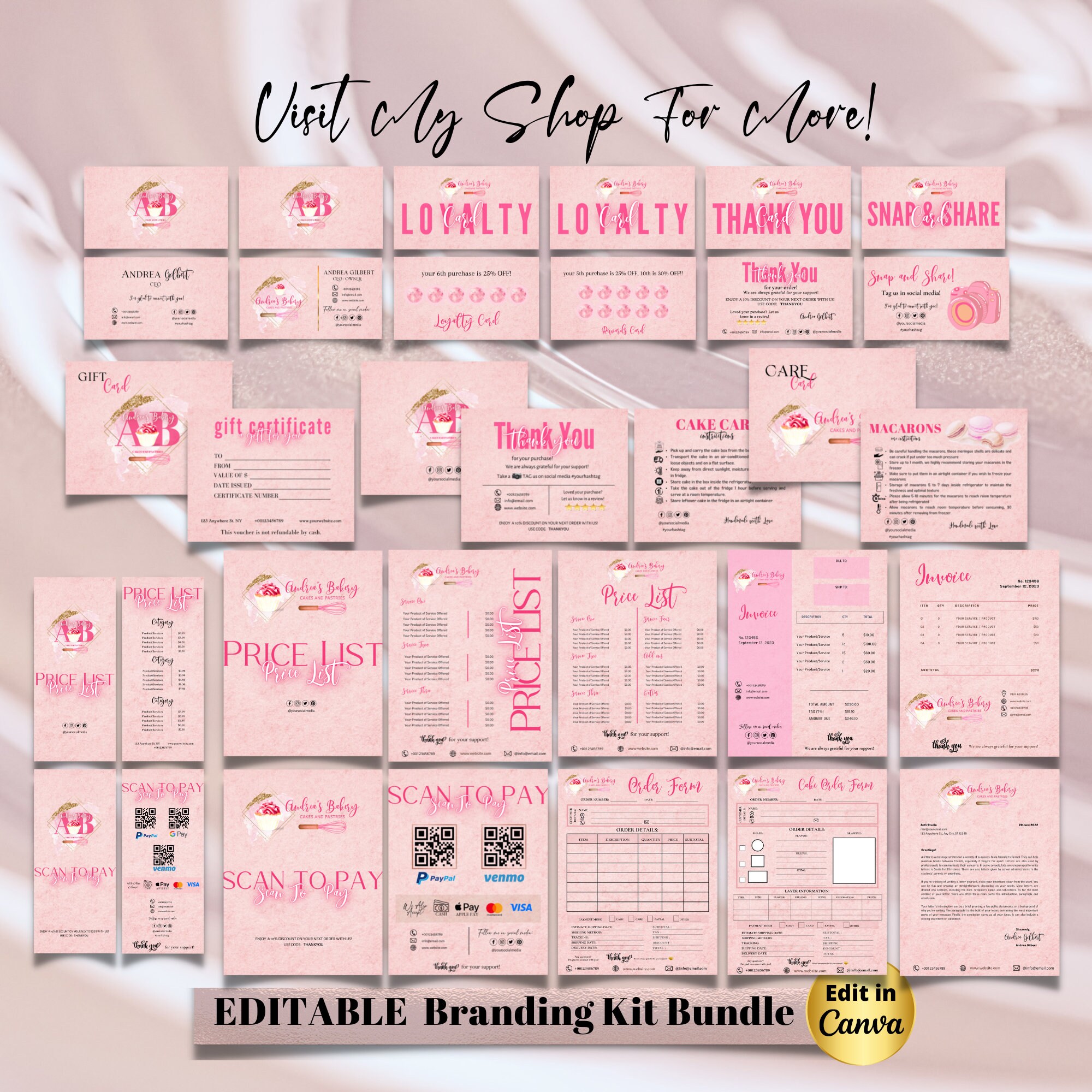 Pink Cake Editable Scan to Pay Template, Printable Payment Sign QR Code ...